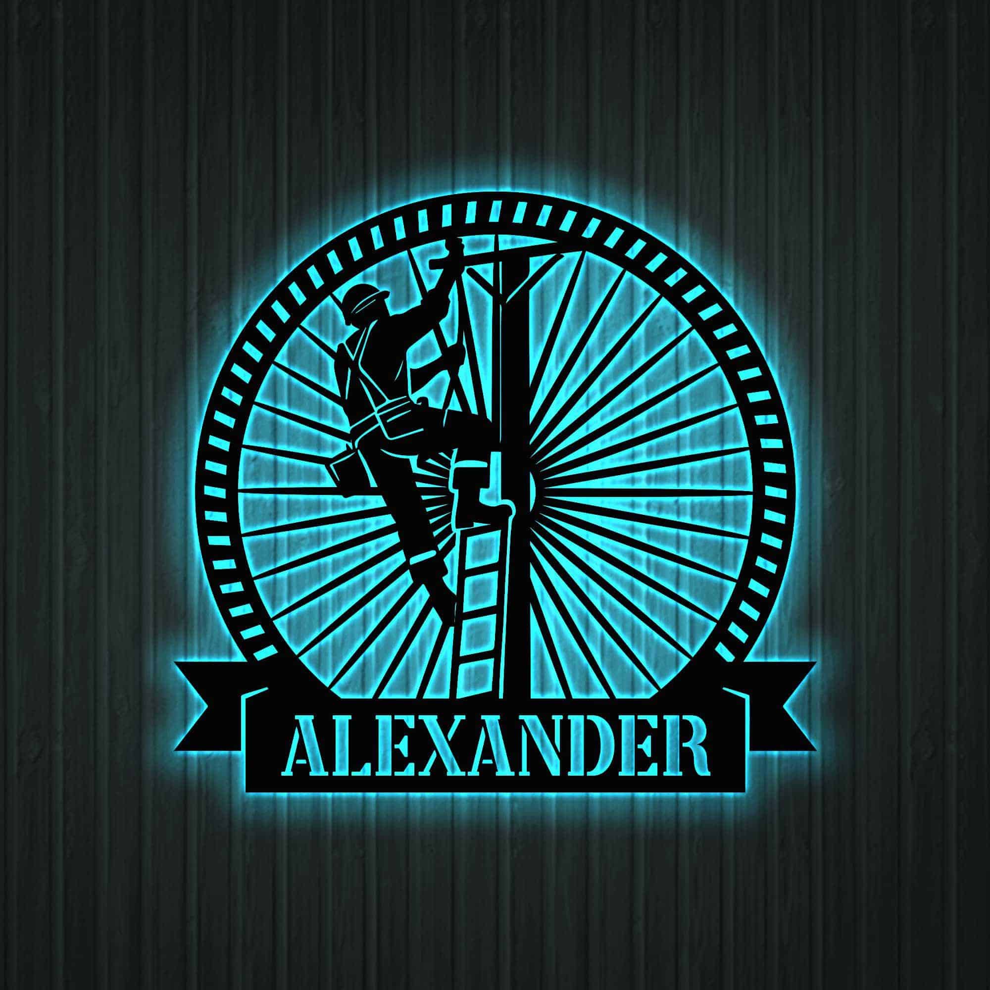Custom Lineman Metal Sign With Led Light - Fun Gifts Zone
