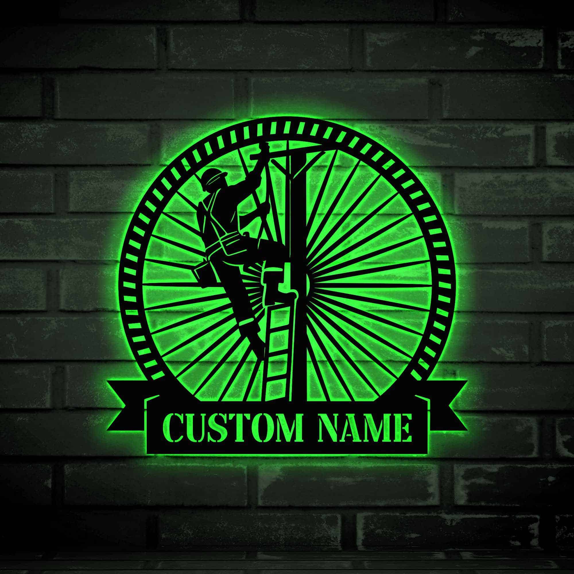 Custom Lineman Metal Sign With Led Light - Fun Gifts Zone