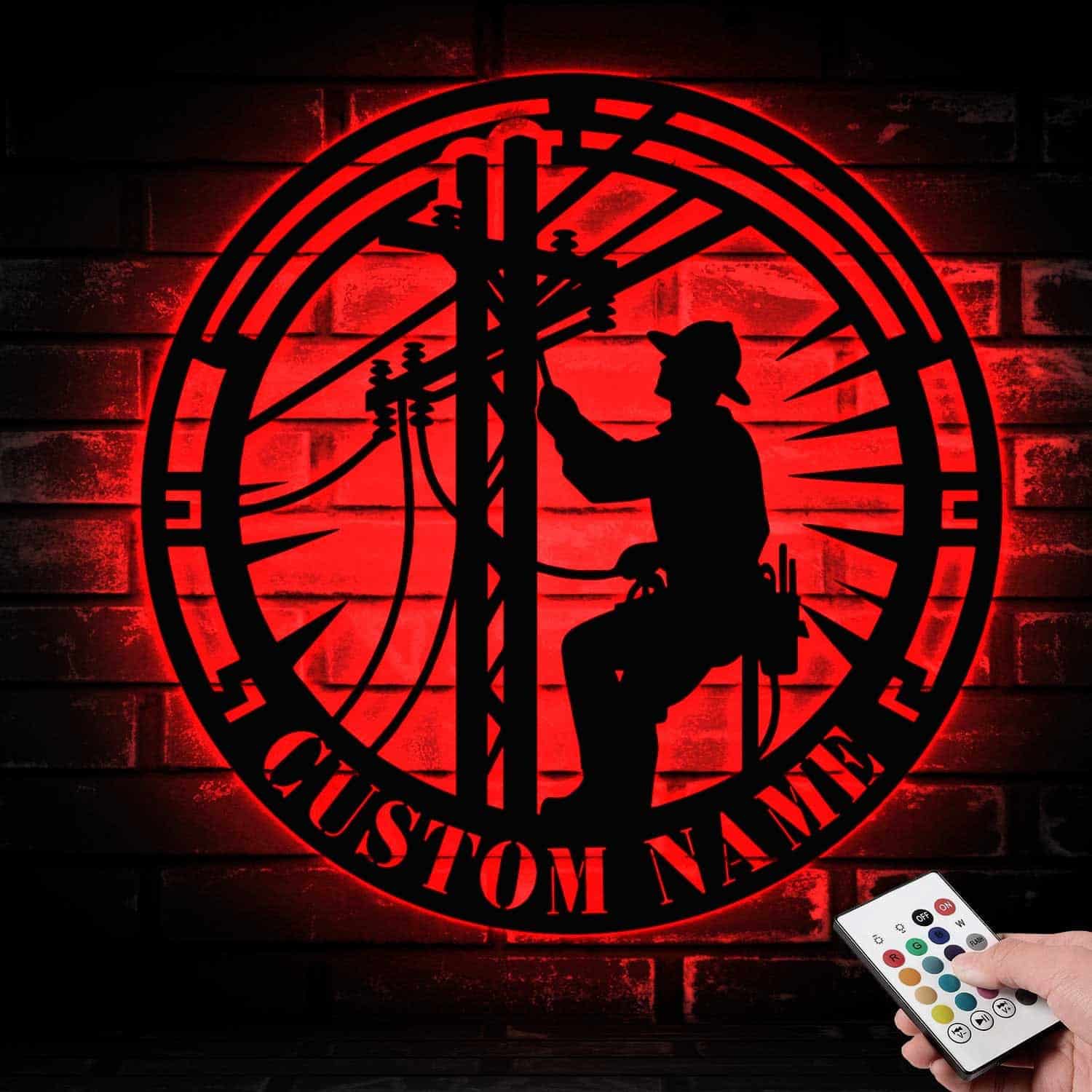 Custom Lineman Metal Sign With LED Lights - Fun Gifts Zone