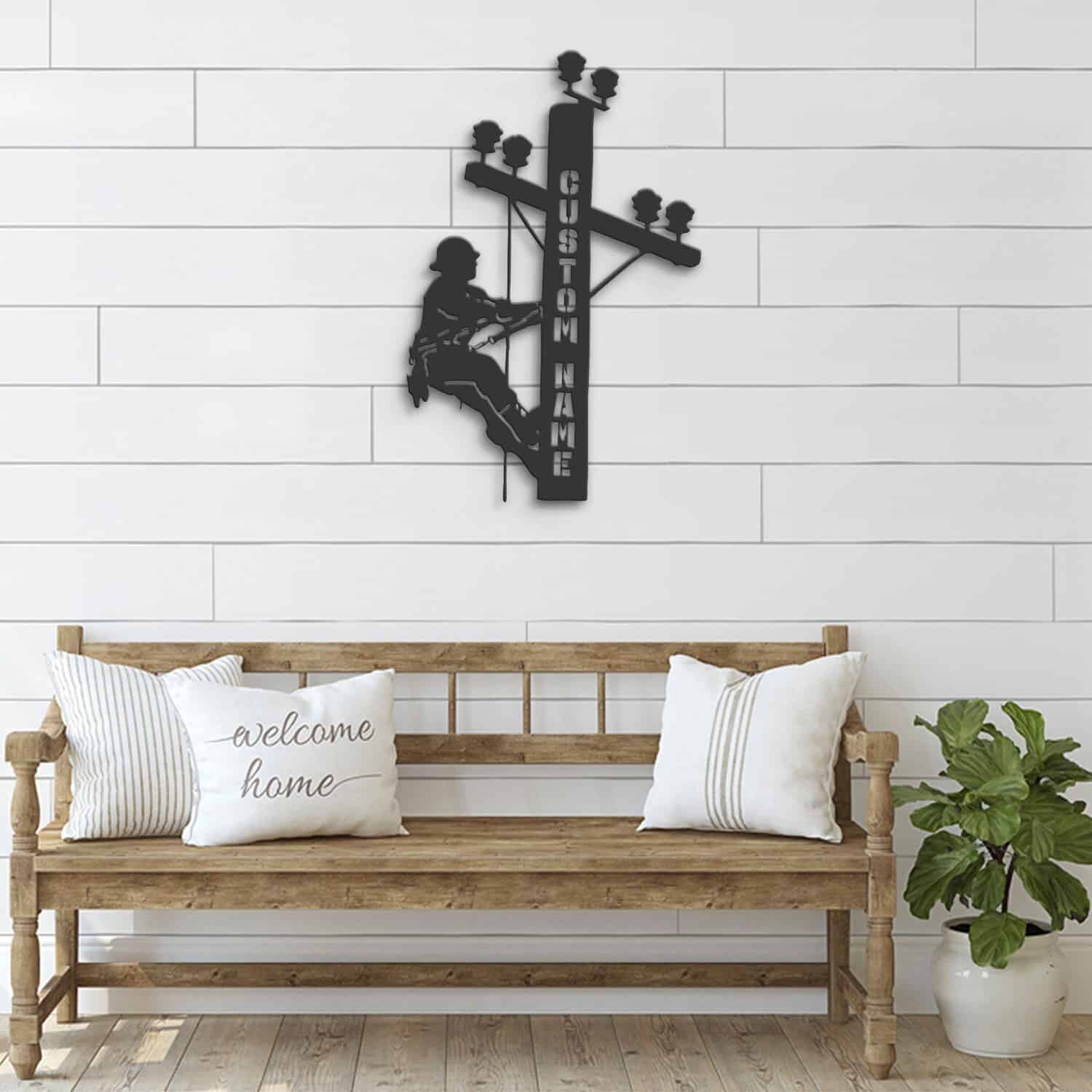 Customized Lineman Metal Personalized LED Wall Lamp - Fun Gifts Zone