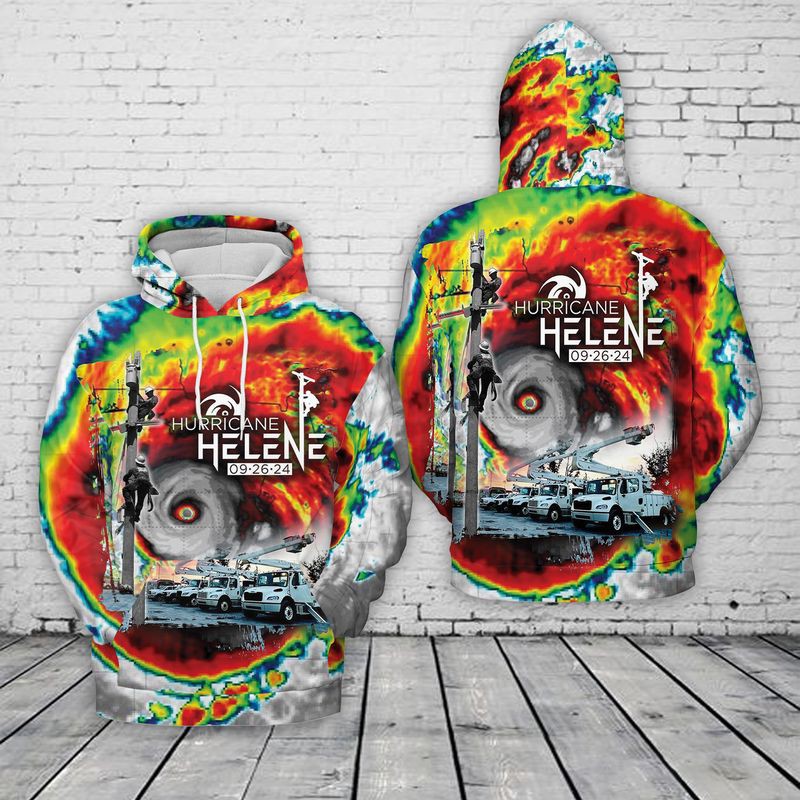 Hurricane Helene 2024 Power Lineman 3D Hoodie - Fun Gifts Zone