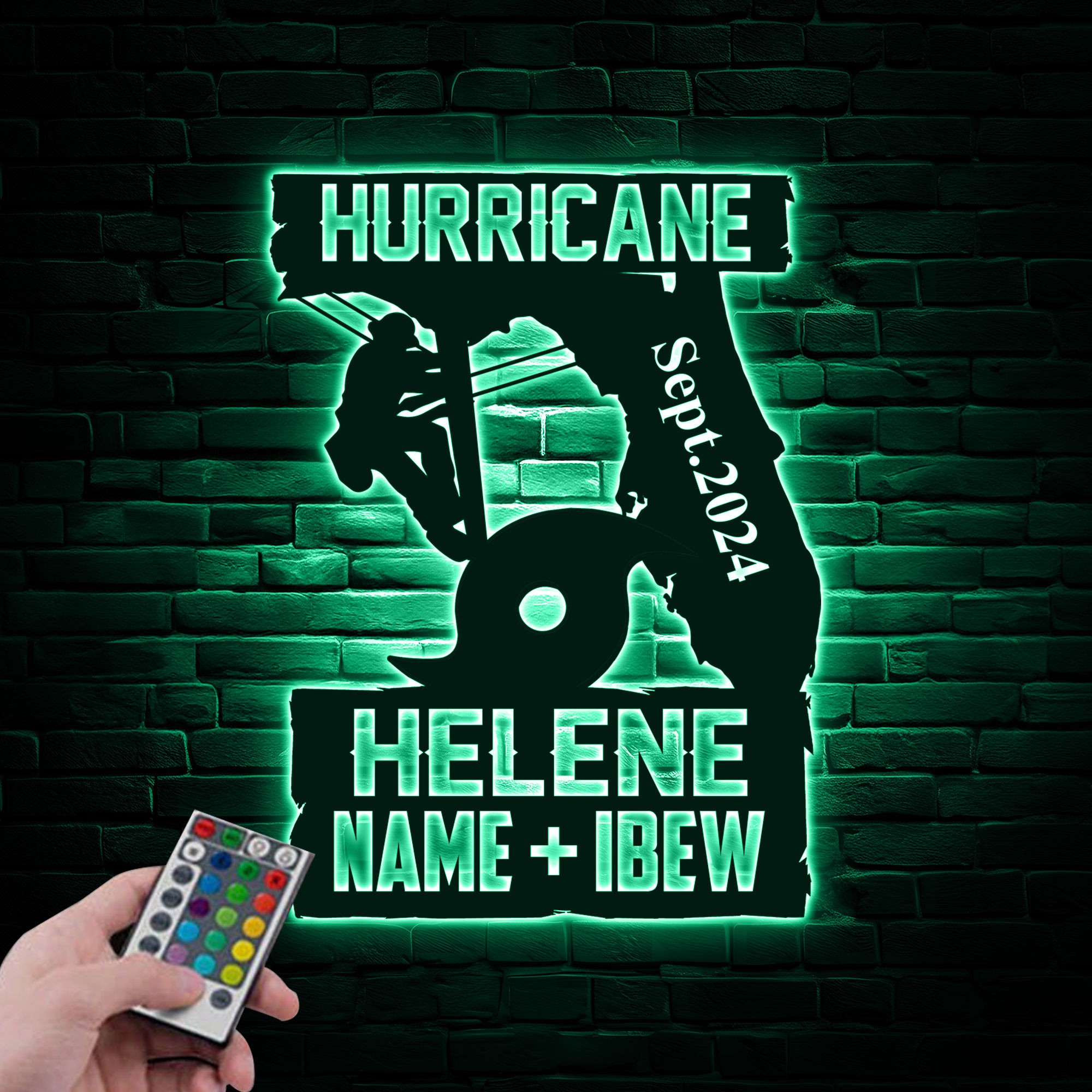 Hurricane Helene Lineman Metal Sign With Led - Fun Gifts Zone
