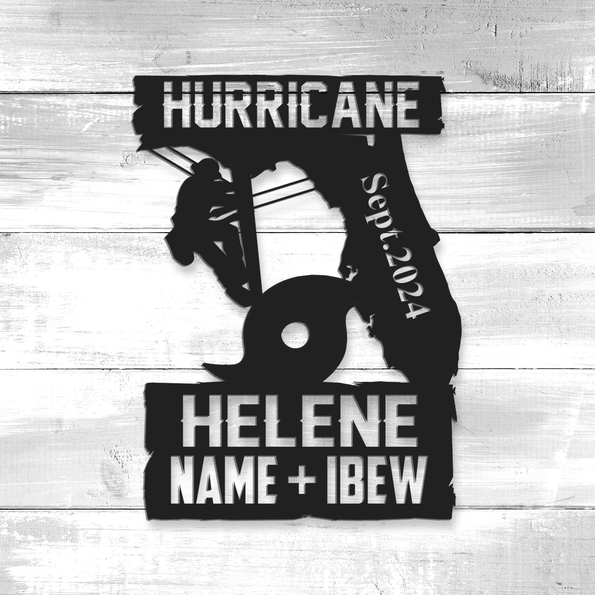 Hurricane Helene Lineman Metal Sign With Led - Fun Gifts Zone