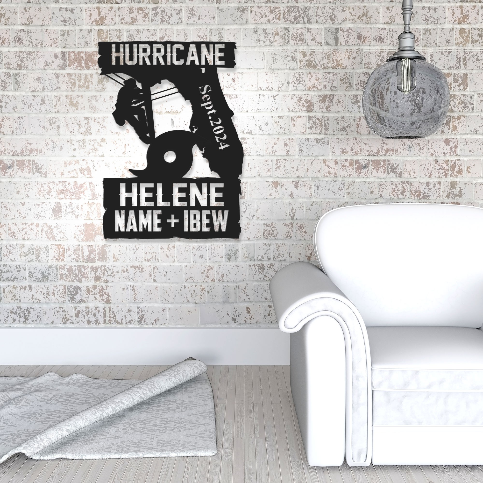Hurricane Helene Lineman Metal Sign With Led - Fun Gifts Zone