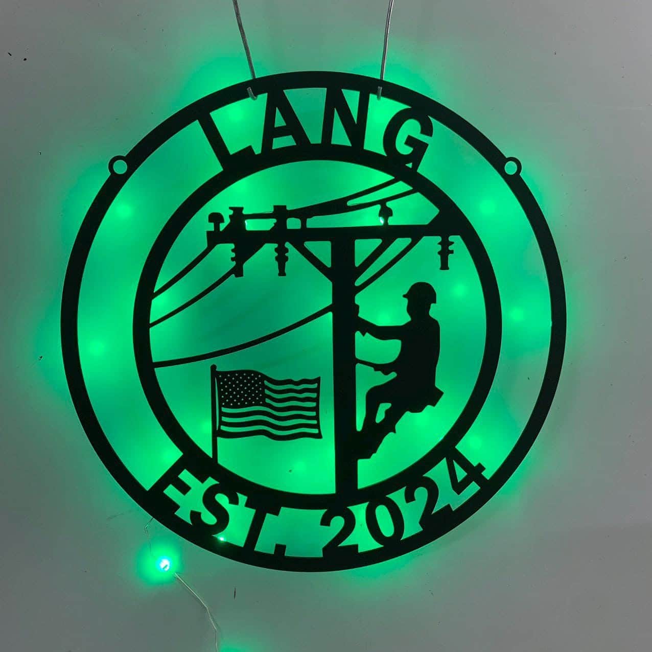 Personalized Lineman Metal Wall Art With LED Light - Fun Gifts Zone