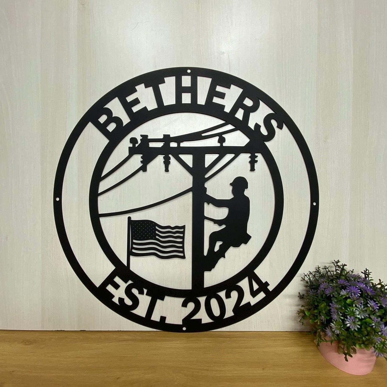 Personalized Lineman Metal Wall Art With LED Light - Fun Gifts Zone