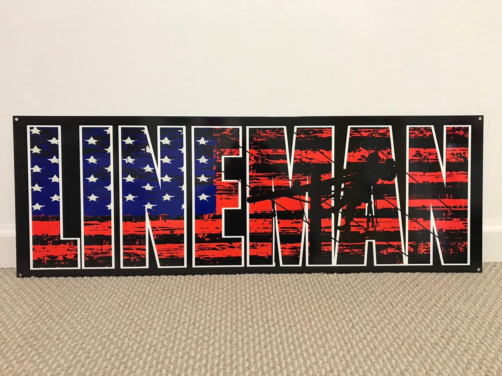 Lineman Word Signs American Flag - Fun Gifts Zone