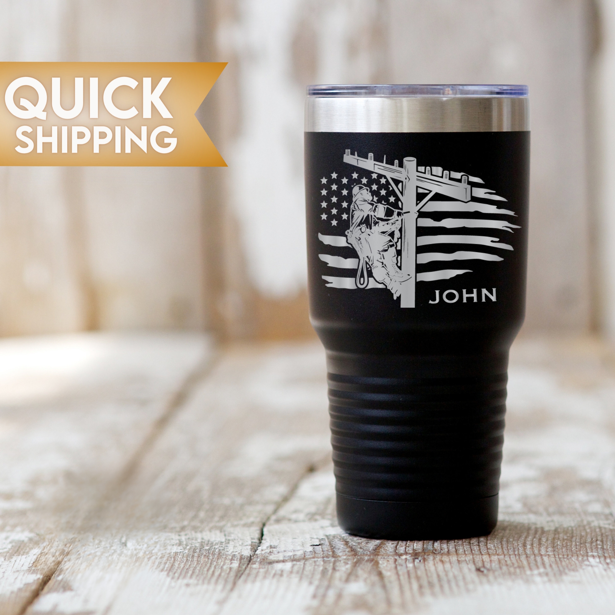 Lineman Flag Tumbler 30 OZ - Fun Gifts Zone